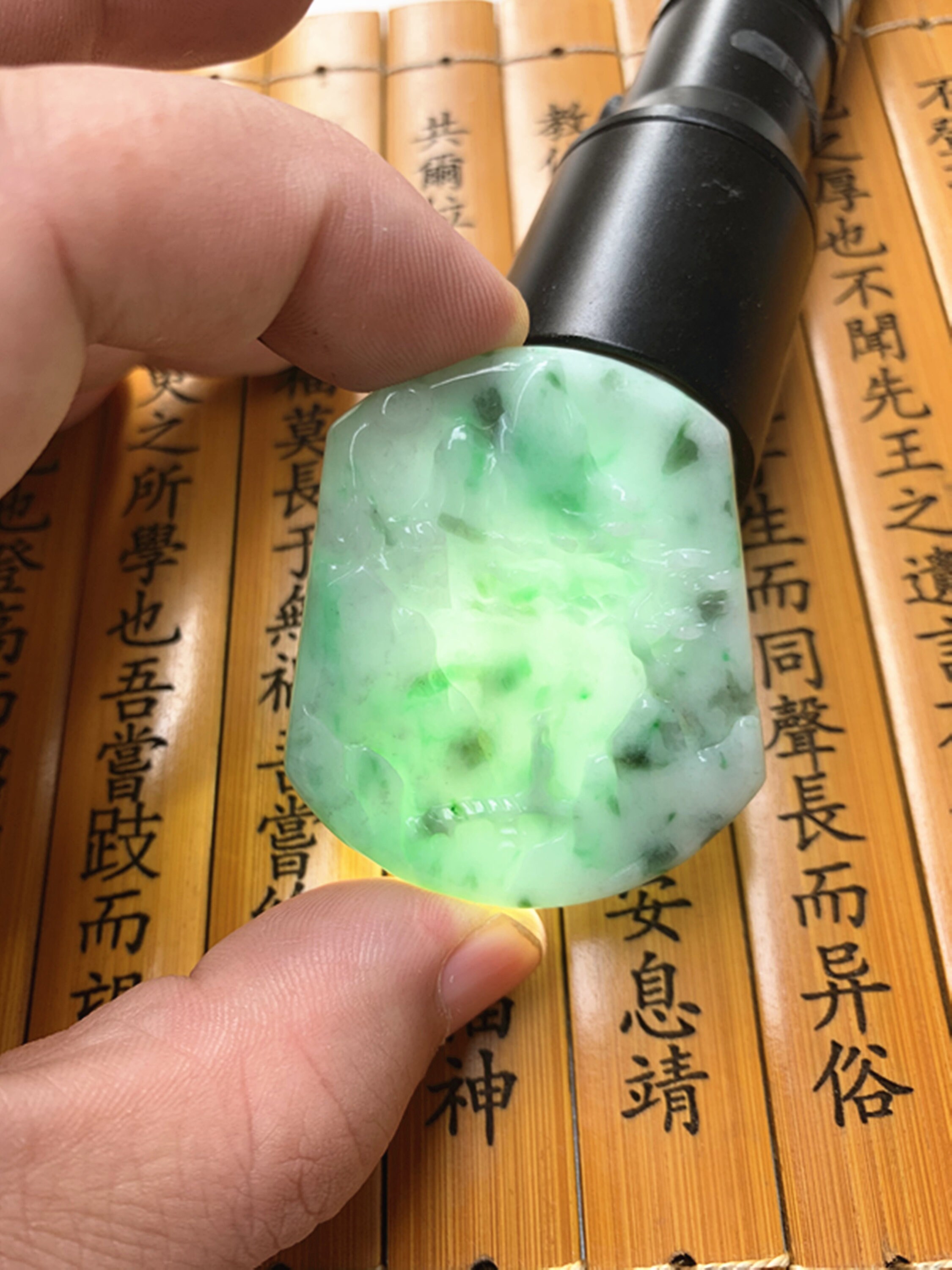 Rare Natural Light Green Jade Stone Engrave Jade Mountain | Etsy