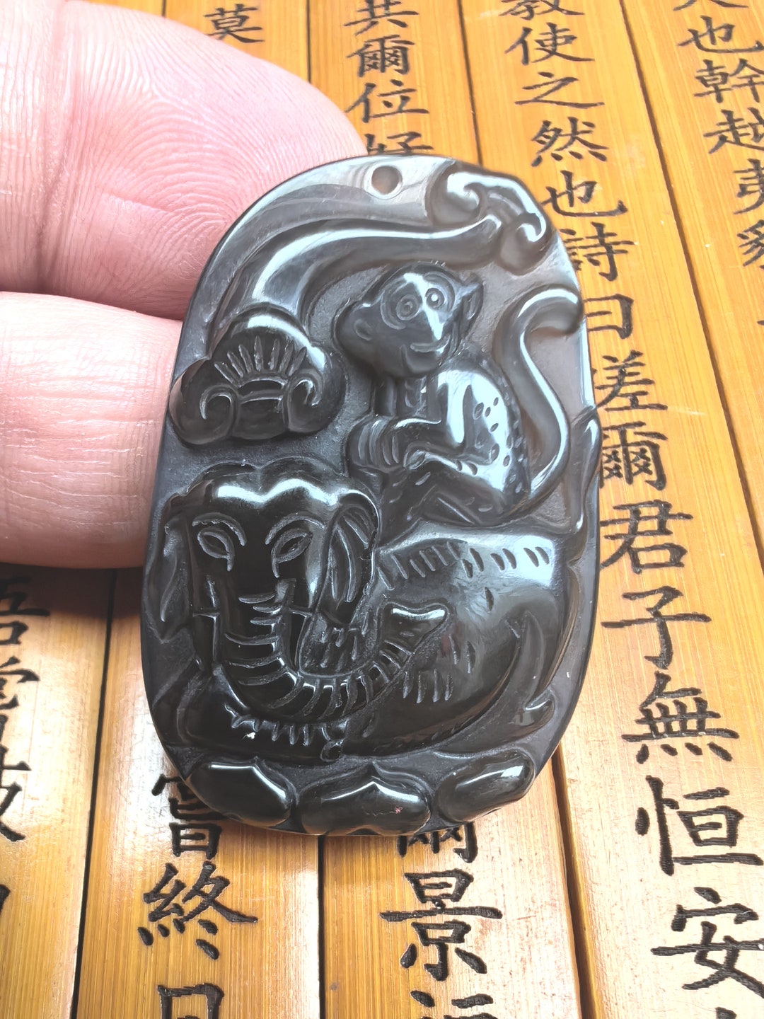Monkey Luck Zodiac Natural Obsidian Stone Monkeys Ride Elephants Zodiac ...