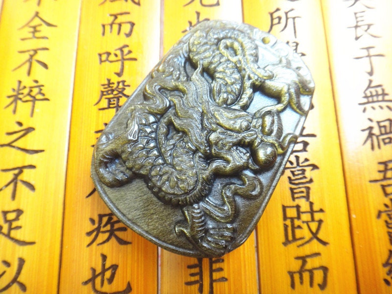 Natural gold obsidian Dargon pendants mascot DSC00230 | Etsy