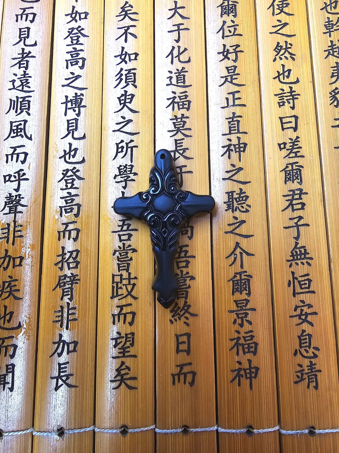 Natural Obsidian Cross Pendants Lucky Amulet God Pendant - Etsy