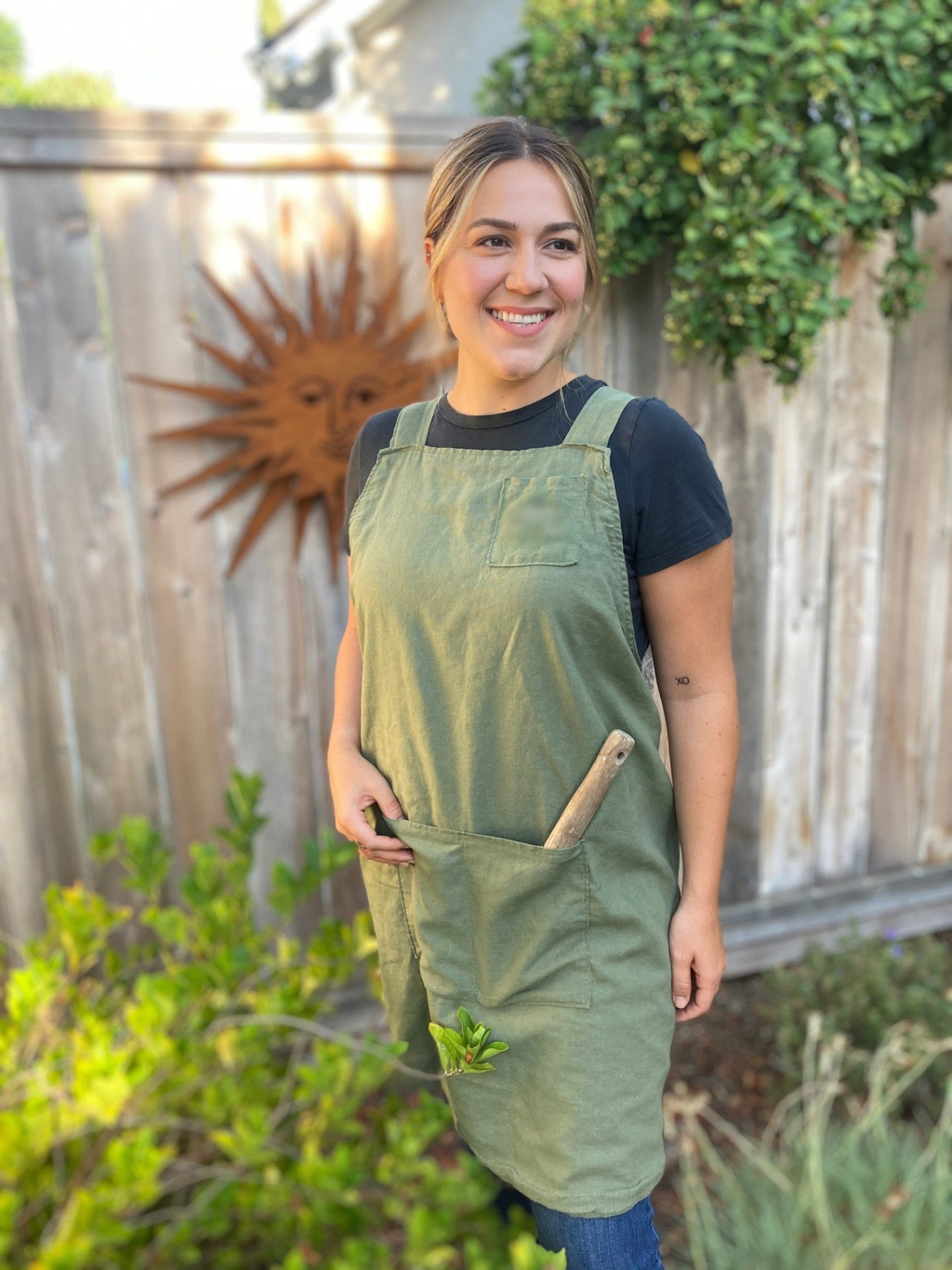 Linen Cross-back Apron No Tie Adjustable Apron With Buttons | Etsy