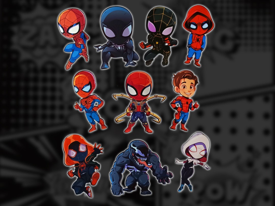 Chibi Heroes 3.5 Inch Vinyl Stickers (spider-man Inspired) - Etsy