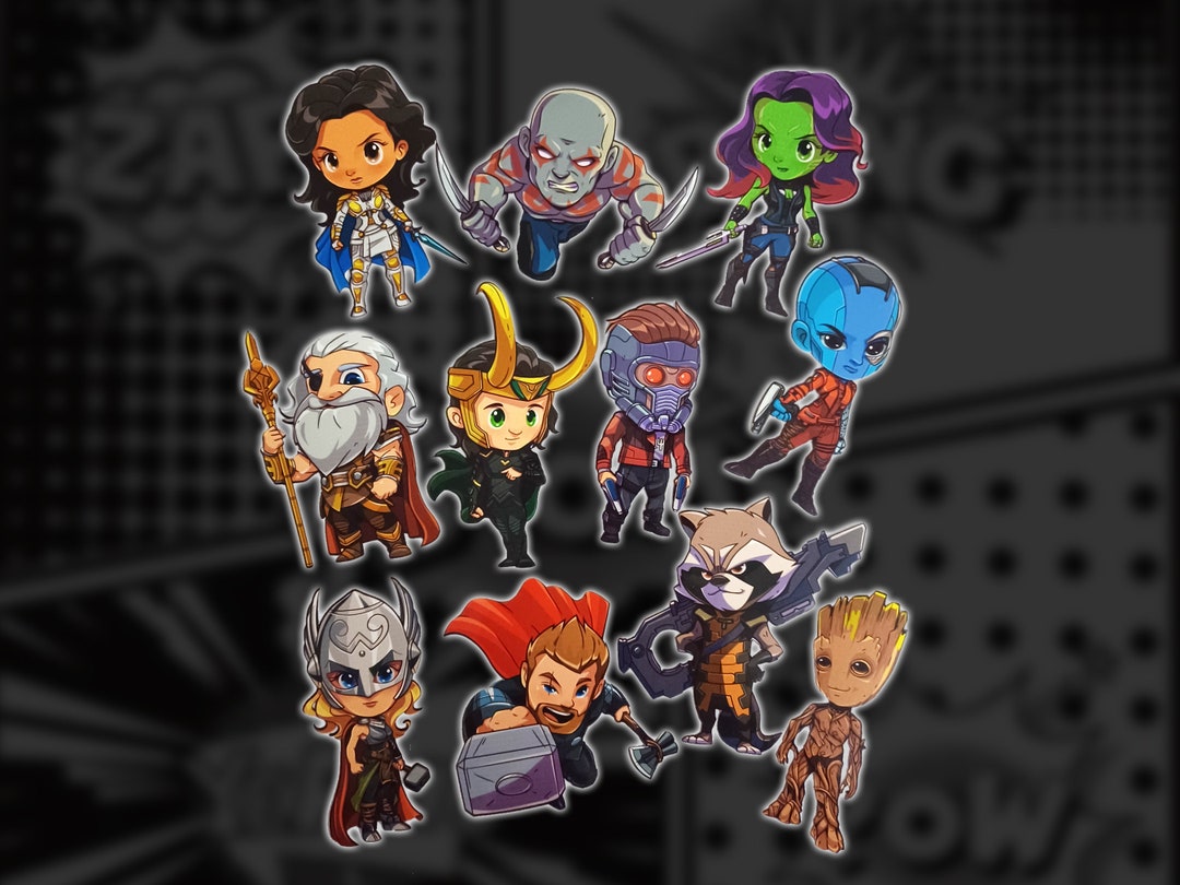 Chibi Heroes 3.5 Inch Vinyl Stickers (marvel Inspired) - Etsy