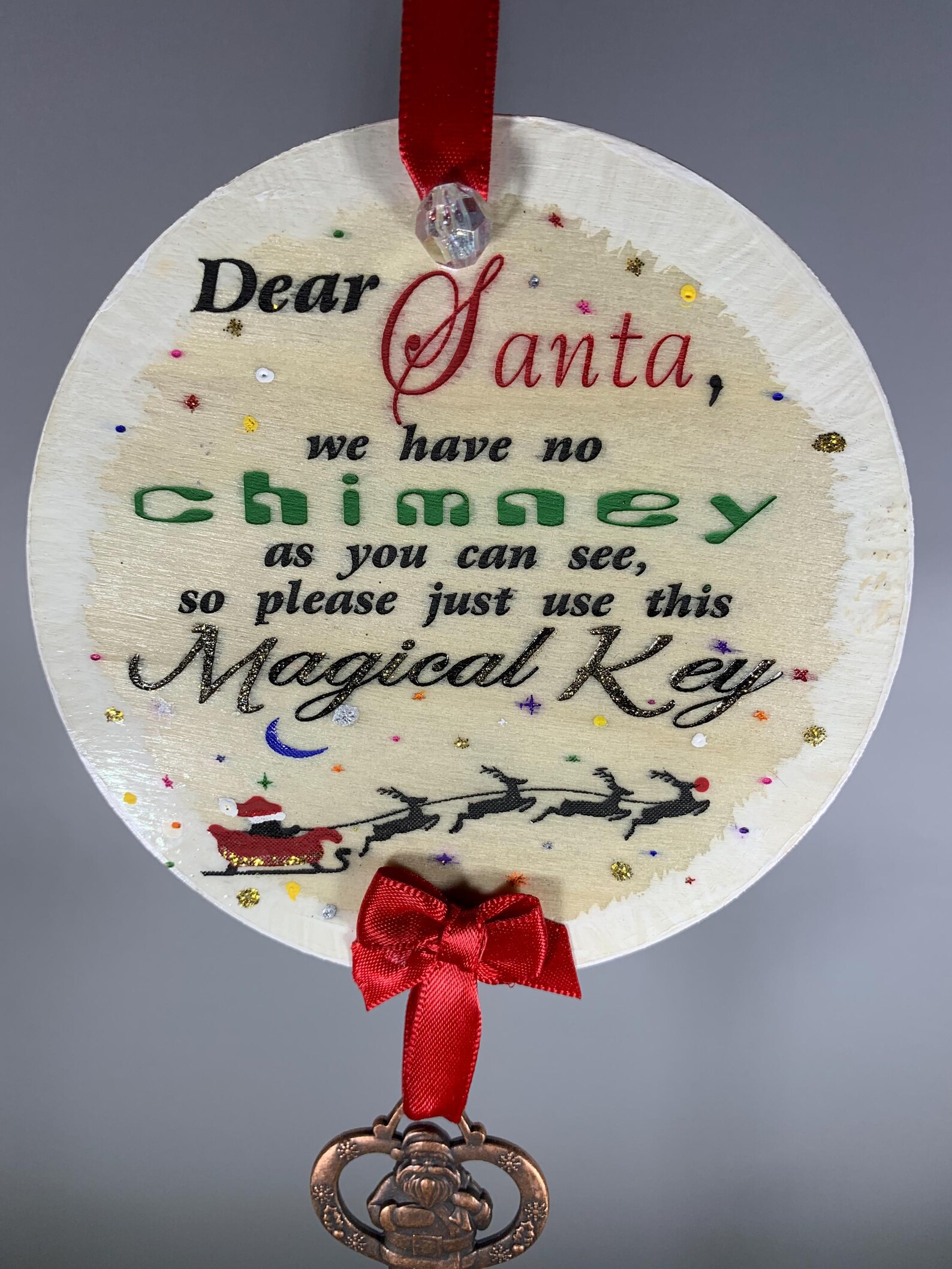 Santa Magic Key and Santa Magical Key Ornaments - 4 Inch Diameter Wood ...