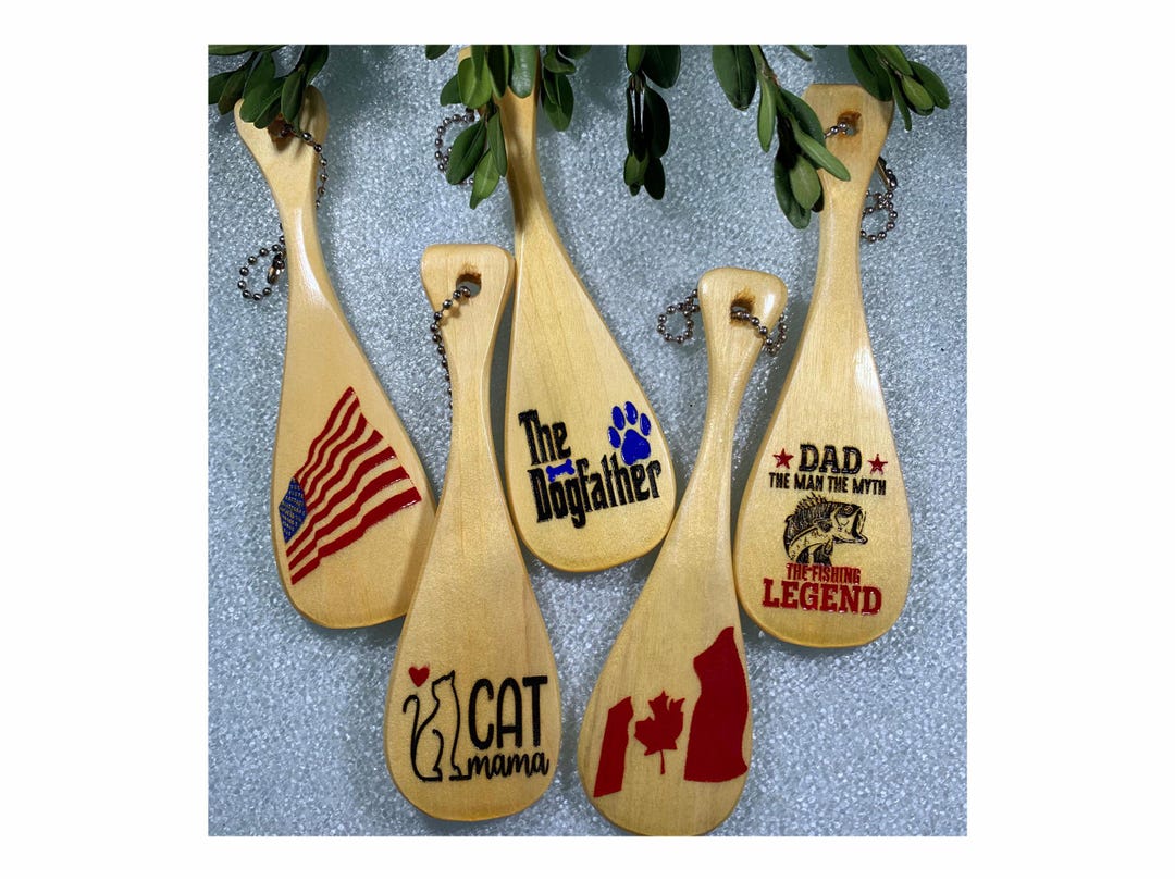 Wood Canoe Paddle Keychains -5" - Laser Engraved and /or Hand Painted ...