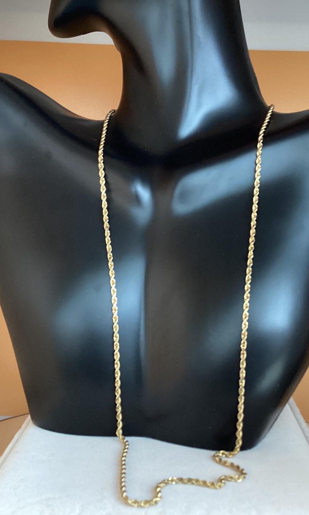 14k Rope Chain Vintage 2mm Rope Necklace Estate 22 Inch Rope Chain 14k ...