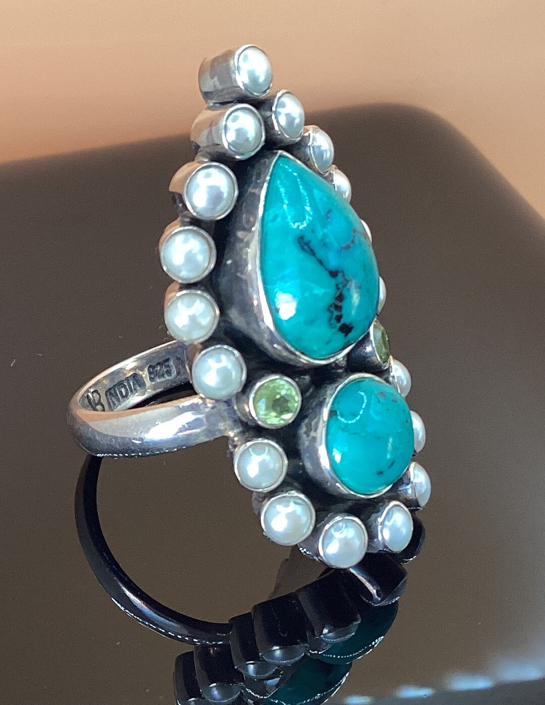 Nikki Butler Turquoise Ring BIG & BOLD !! Art Deco Handcrafted Nikki ...