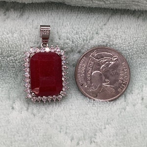 Ruby Pendant Emerald Cut Large Ruby Pendant for Omega or Chain Halo ...