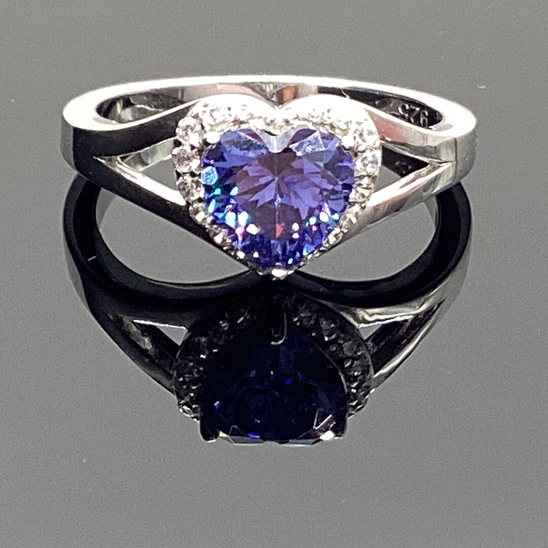 Heart Ring Tanzanite Ring Halo Heart Tanzanite Sweetheart Birthday ...