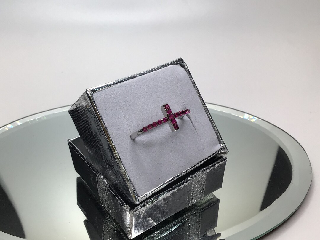 Red Ruby Cross Ring Sterling Silver Christian Ring Religious - Etsy