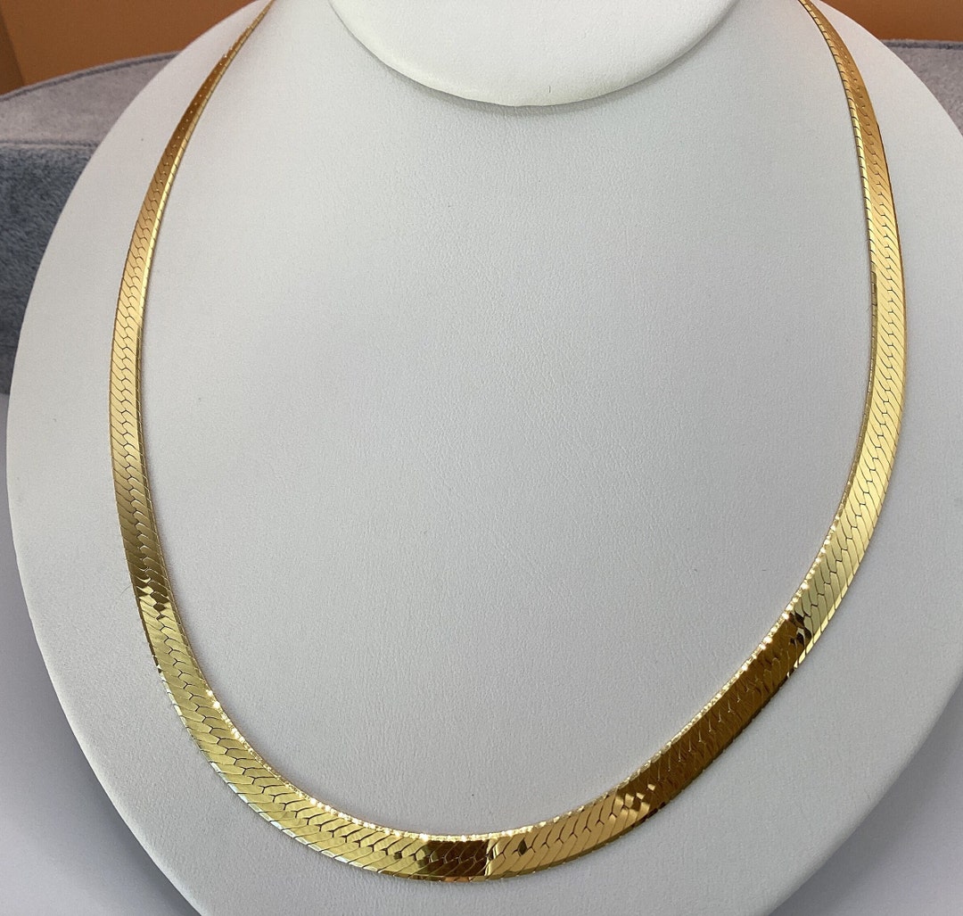 Vintage Herringbone Necklace 20 Inch 14k Herringbone Chain 6mm ...