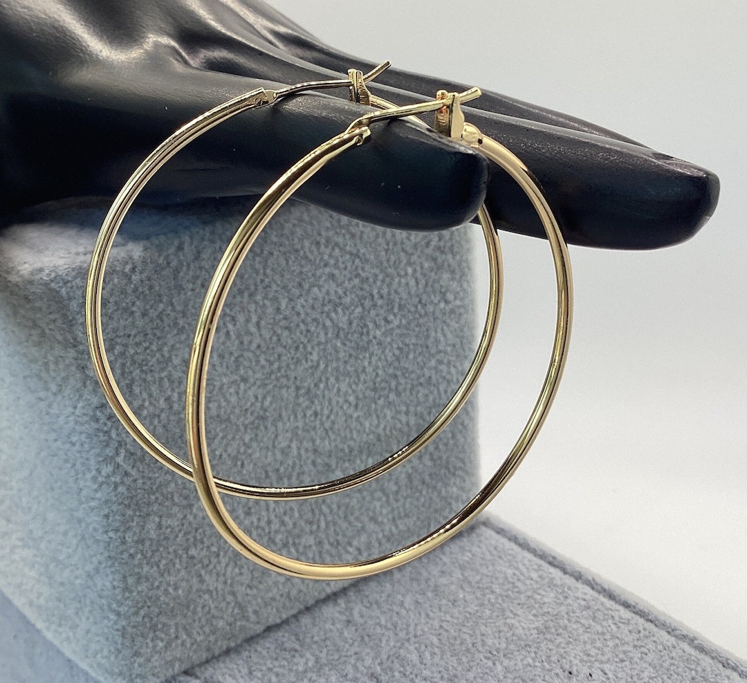 14k Gold Hoop Earrings 45mm Round 2mm Tube Hoops 14k Gold Filled Hoop ...