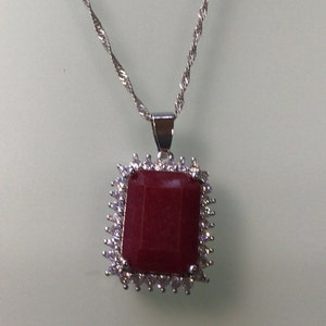 Ruby Pendant Emerald Cut Large Ruby Pendant for Omega or Chain Halo ...
