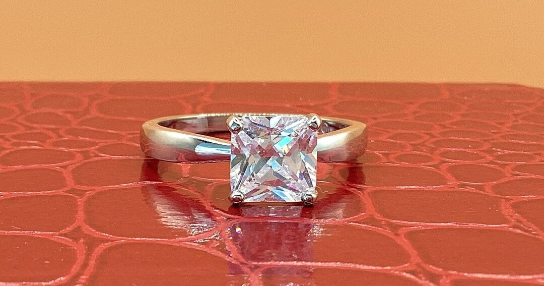 2 Ct Princess Cut Engagement Ring Cubic Zirconia Engagement Ring