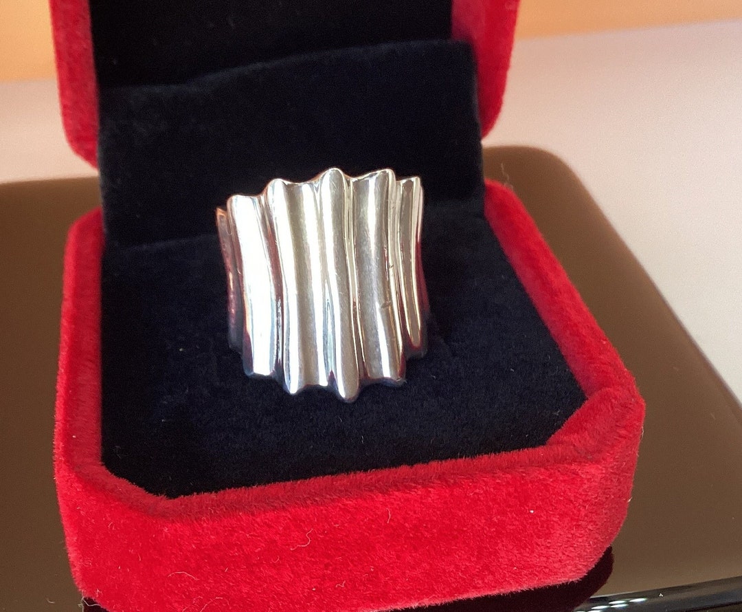 Shrimp Dome Ring Wide Cigar Band Silver San Marco Chunky Vintage ...