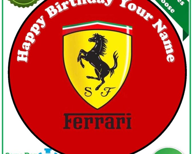 Ferrari Icing Edible Birthday Cake Topper Round Image - Etsy Australia