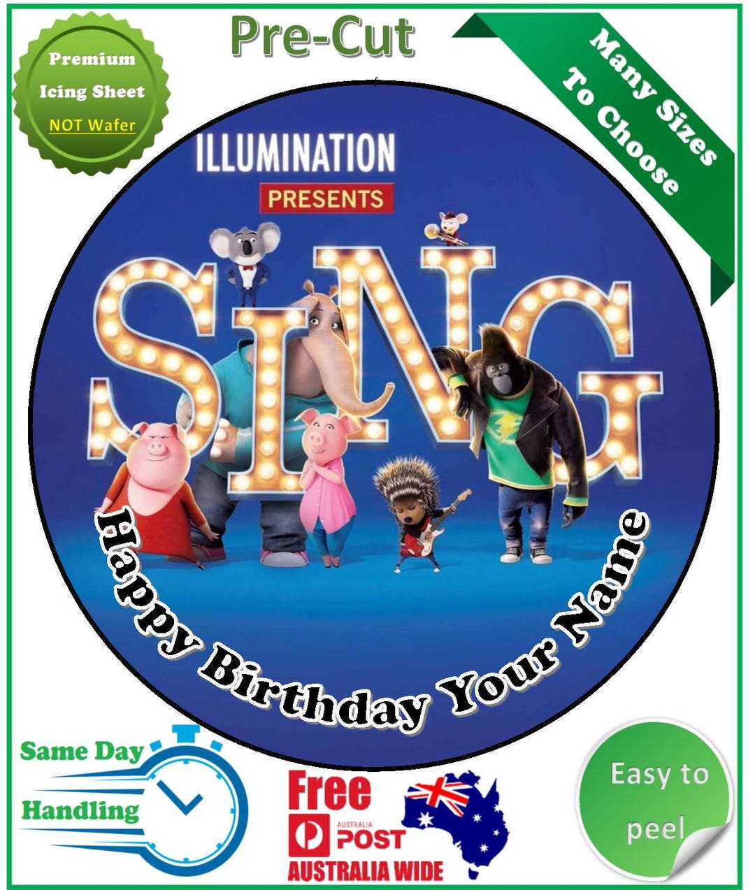 Sing Icing Edible Birthday Cake Topper Round Image - Etsy