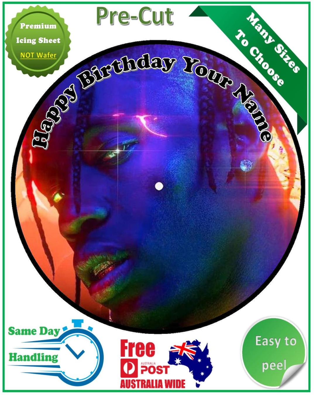 Travis Scott Icing Edible Birthday Cake Topper Round Image - Etsy Australia