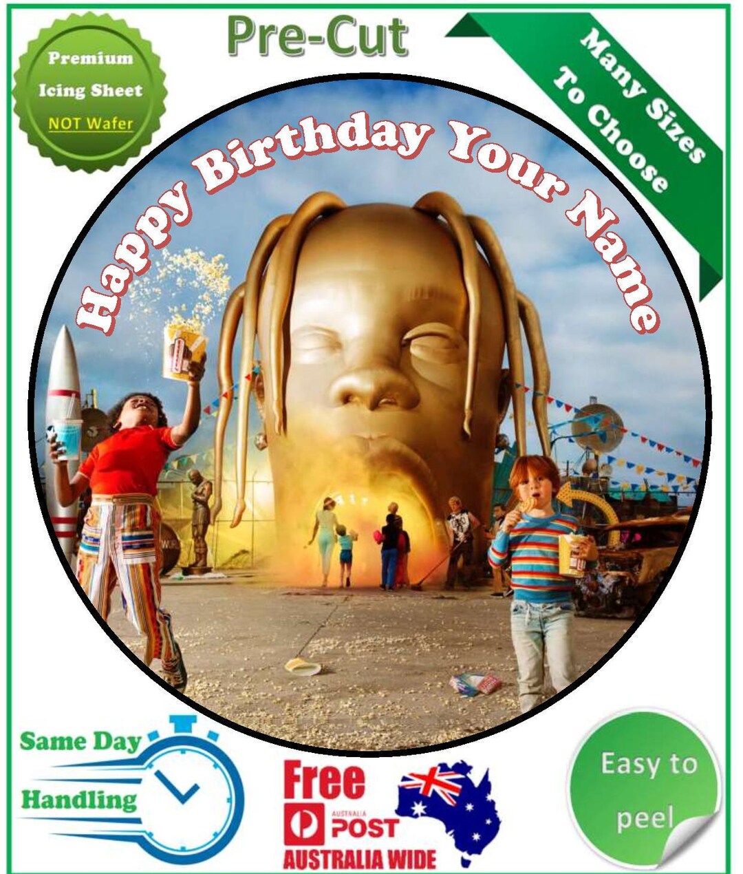 Travis Scott Icing Edible Birthday Cake Topper Round Image - Etsy