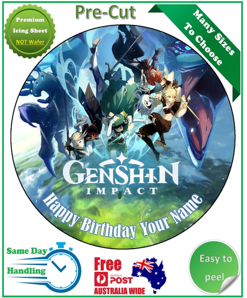 Genshin Impact Icing Edible Birthday Cake Topper Round Image - Etsy