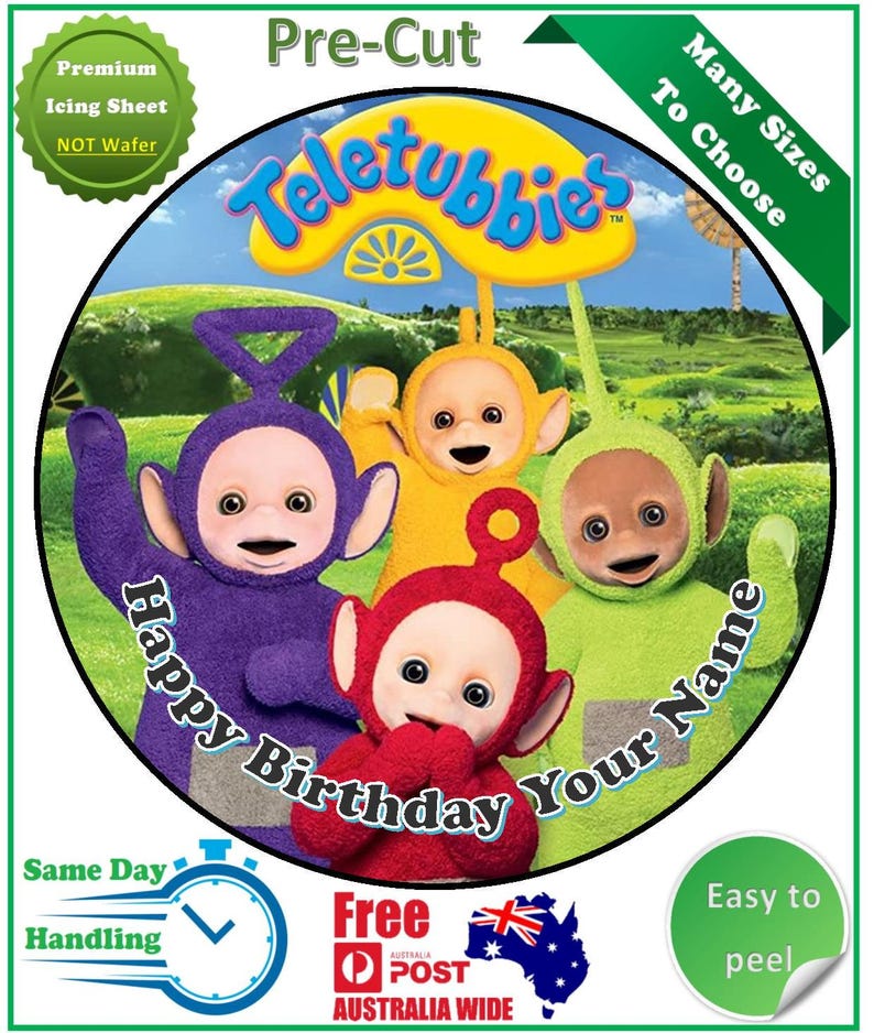 Teletubbies Icing Edible Birthday Cake Topper Round Image - Etsy