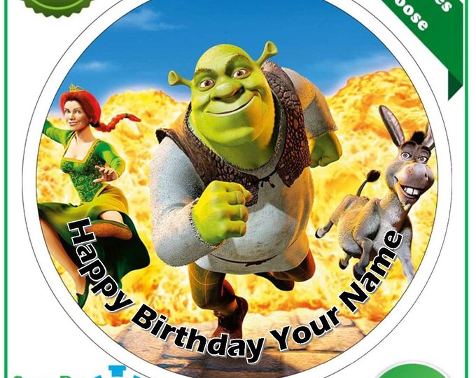 Shrek Icing Edible Birthday Cake Topper Round Image - Etsy