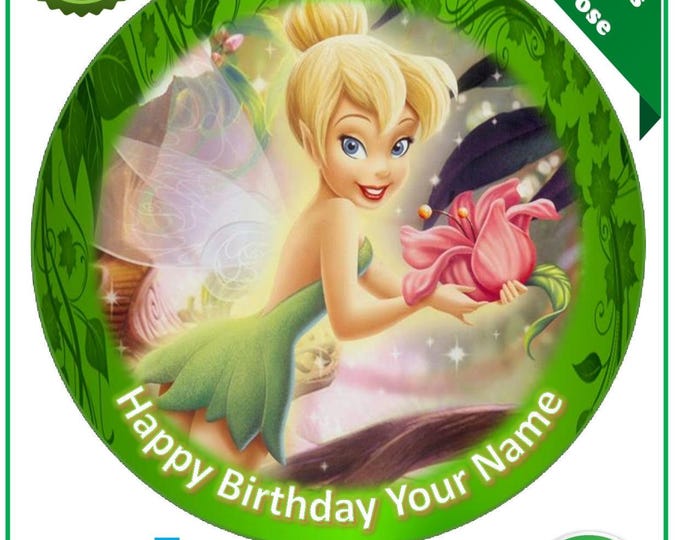 Tinkerbell Icing Edible Birthday Cake Topper Round Image - Etsy