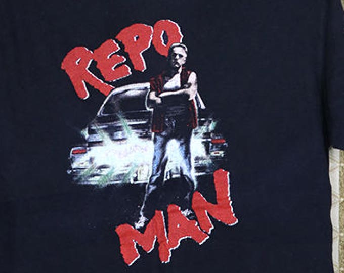 REPO MAN T-shirt, Vintage Rare Black Tee Shirt, Cult Horror Film Sci-fi ...