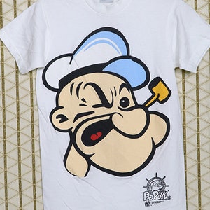 Popeye T-shirt Stanley Desantis Vintage Rare Cartoon Comic Shirt White ...
