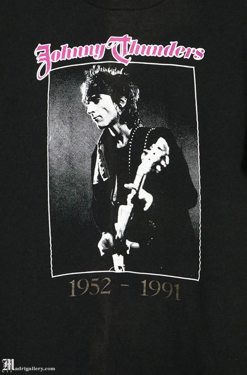 Johnny Thunders T-Shirt, verblasstes schwarzes T-Shirt, LAMF, New York ...