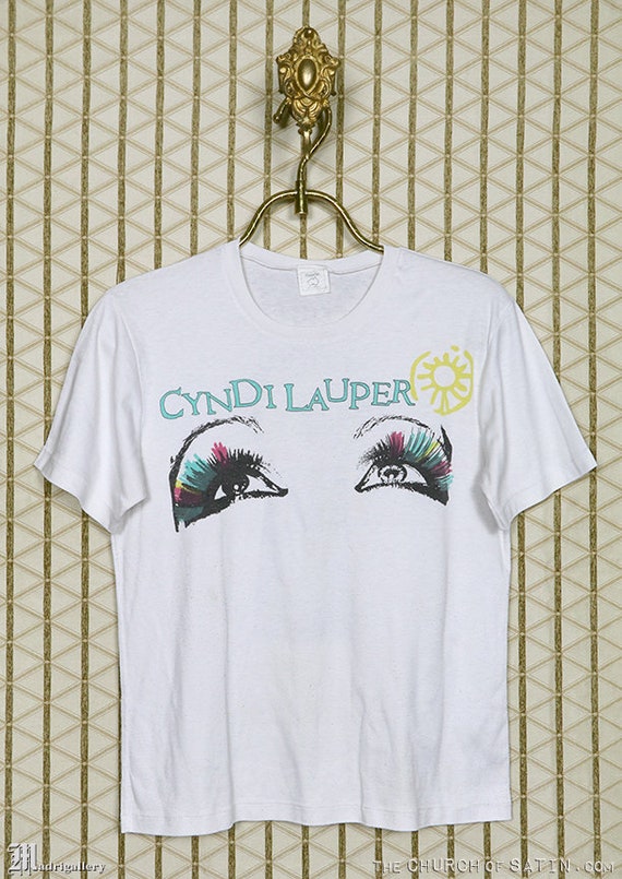 Cyndi Lauper T-shirt, Vintage Rare White Tee Shirt, 1980s Cyndi Lauper T-shirt, Vintage Rare White Tee Shirt, 1980s