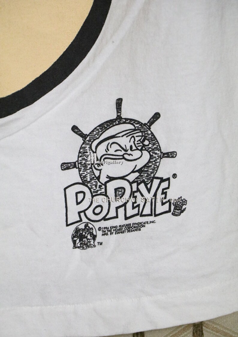 Popeye T-shirt Stanley Desantis Vintage Rare Cartoon Comic Shirt White ...