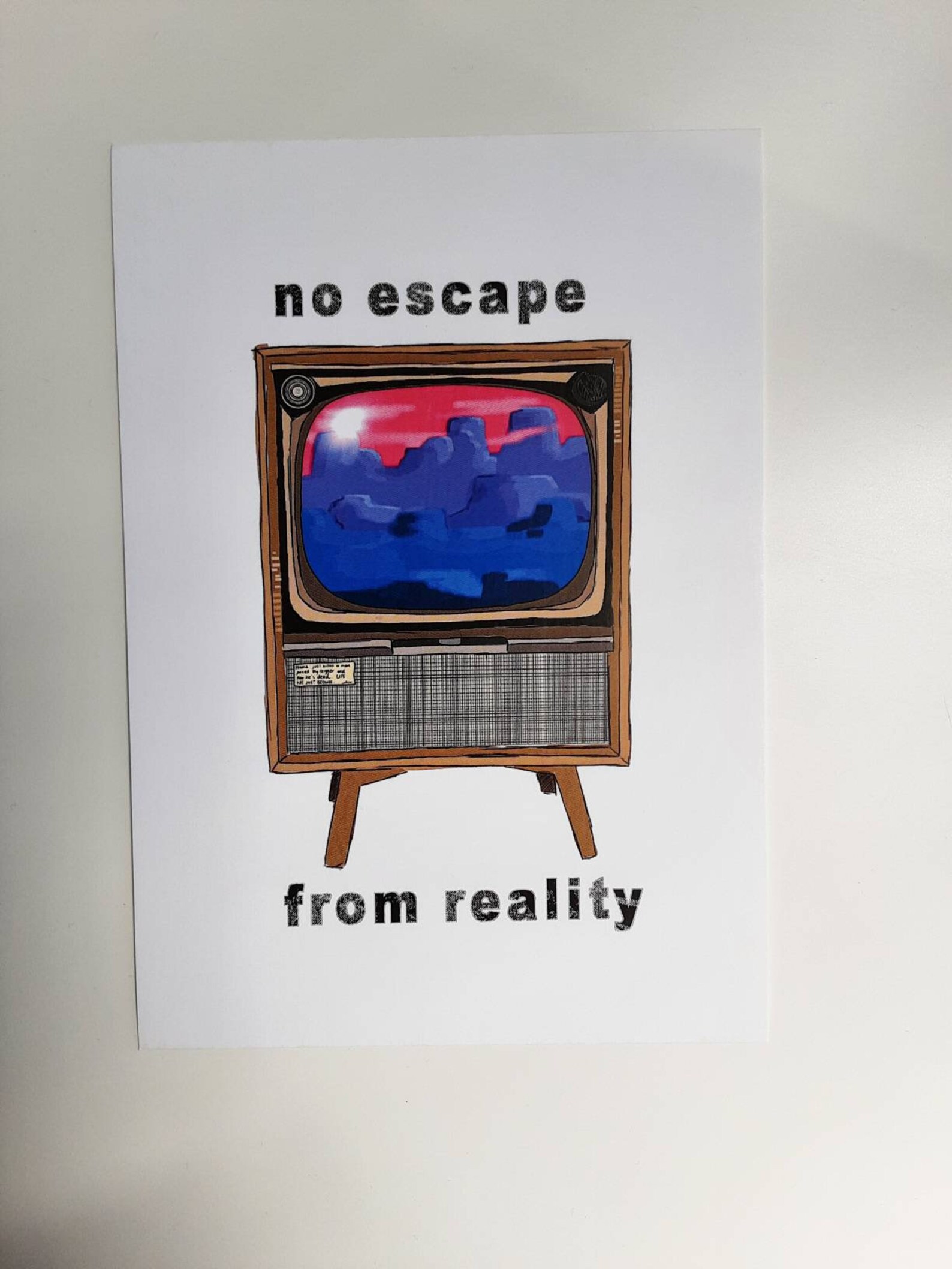 Illustration No Escape From Reality TV A4 A5 Print | Etsy