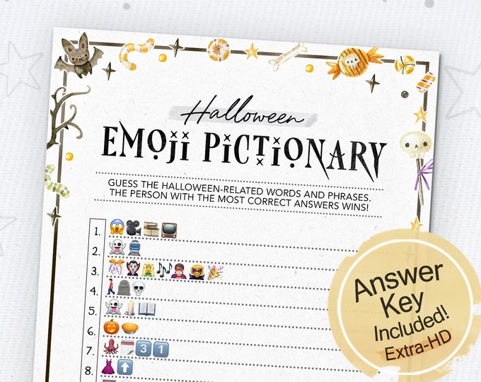 Halloween Emoji Pictionary Game Halloween Emoji Game Printable ...