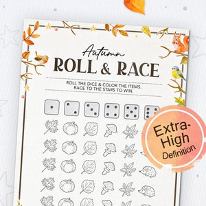 Autumn Roll & Race Game Fall Dice Game Fall A-Z Game Printable Fall ...