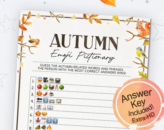 Autumn Emoji Pictionary Fall Emoji Pictionary Game Printable Fall Game ...
