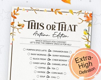 Fall This or That Game Fall Printables Autumn Would You - Etsy
