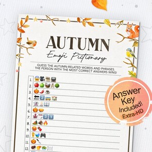 Autumn Emoji Pictionary Fall Emoji Pictionary Game - Etsy