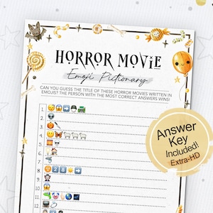 Horror Movie Emoji Pictionary Game Halloween Emoji Game Printable ...