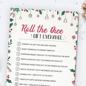 Roll the Dice Gift Exchange Christmas Dice Game Printable - Etsy