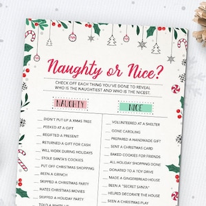 Naughty or Nice Game, Printable Christmas Game, Printable Christmas ...
