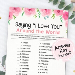 Saying I Love You Around the World Bridal Shower Game - Etsy