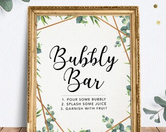 Bubbly Bar Sign Bridal Shower Sign Instant Download | Etsy