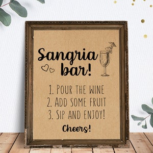 Sangria Bar Sign Printable Wedding Sign Bridal Shower Sign - Etsy