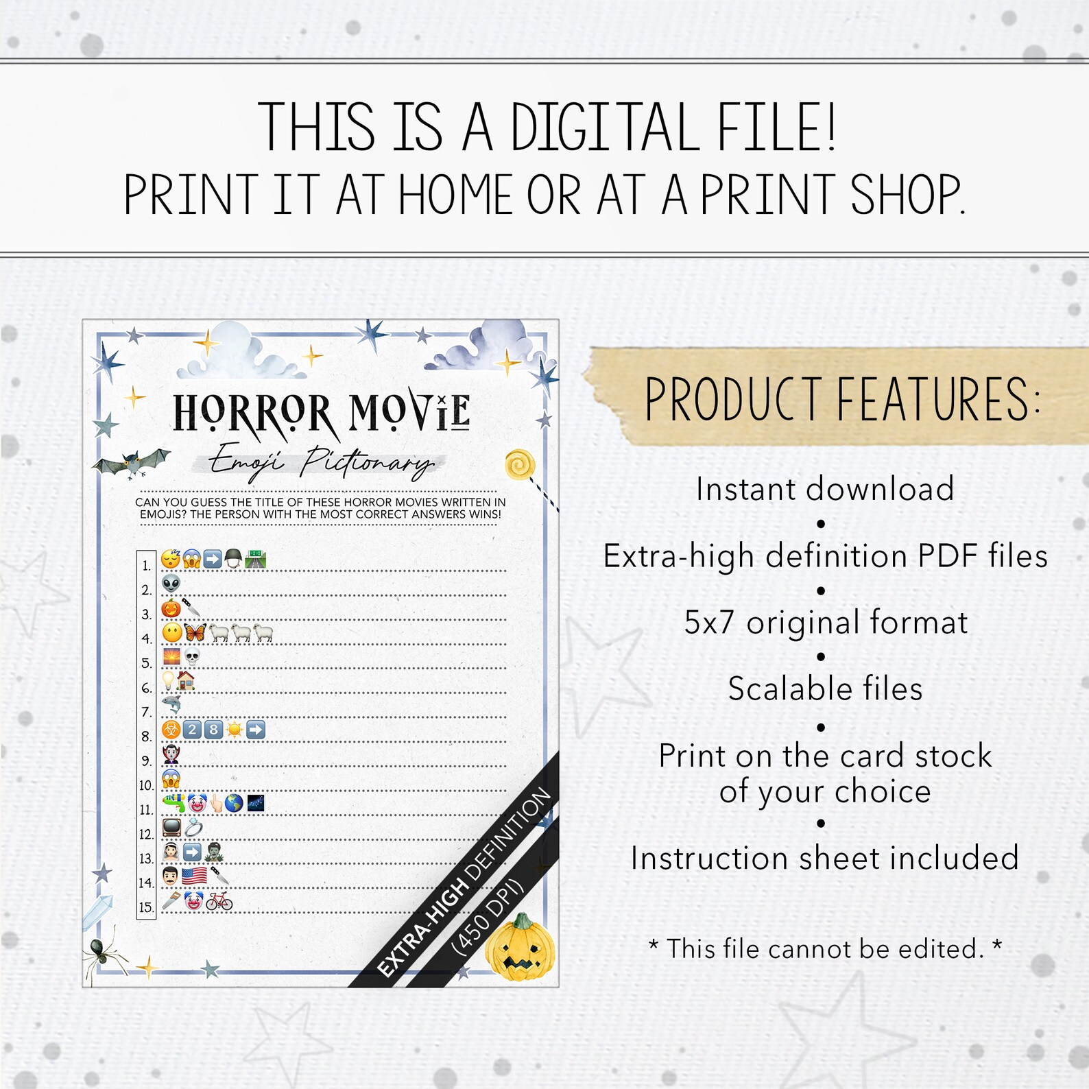 Horror Movie Emoji Pictionary Game Halloween Emoji - Etsy Canada