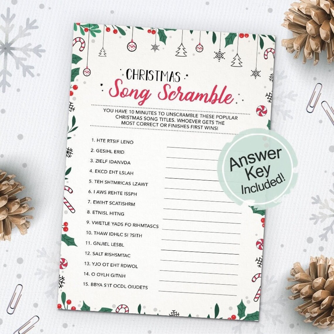 Christmas Song Scramble Unscramble the Song Titles Christmas - Etsy