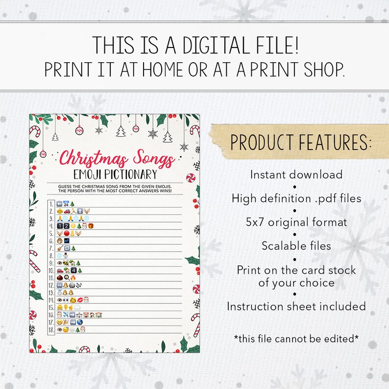 Christmas Songs Emoji Pictionary Christmas Emoji Game - Etsy