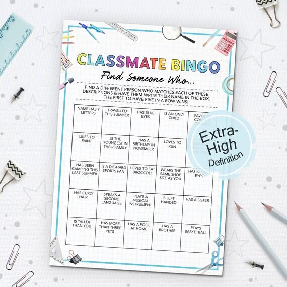 Back to School Classmate Bingo Printable Back to School Game - Etsy