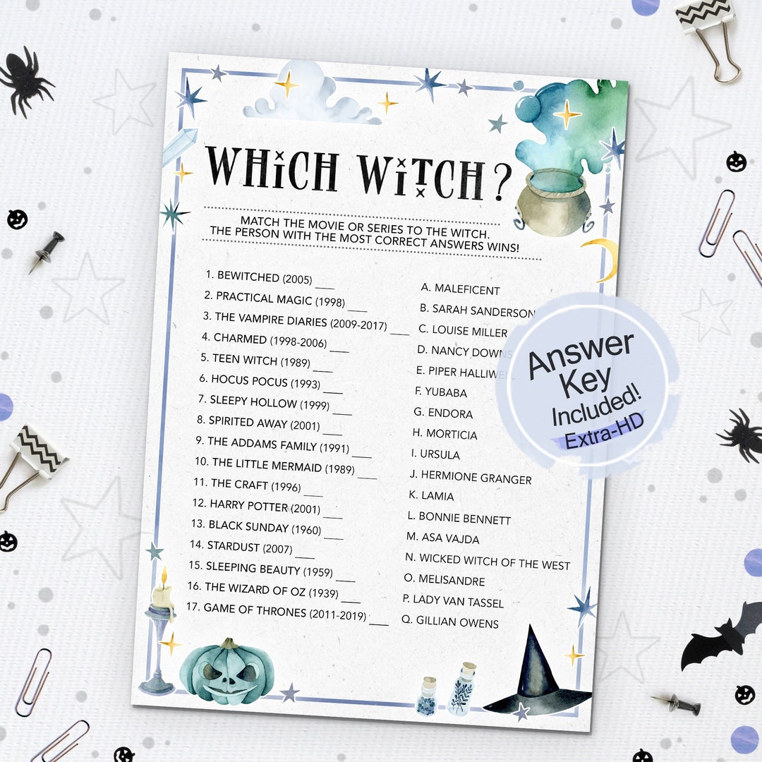 Which Witch Game Witches Night Out Witch Matching Game - Etsy