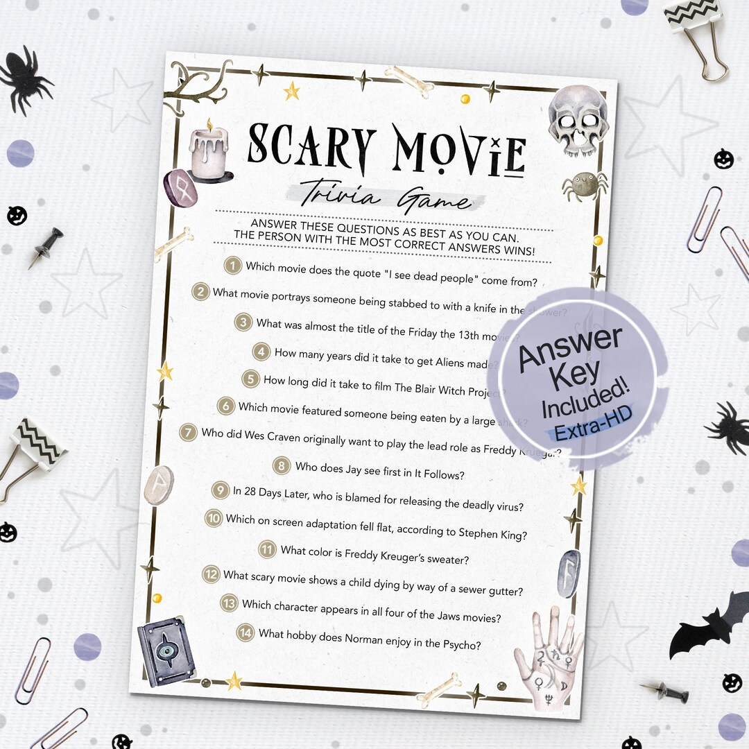 Halloween Scary Movie Trivia Game Halloween Horror Movie Trivia Game ...